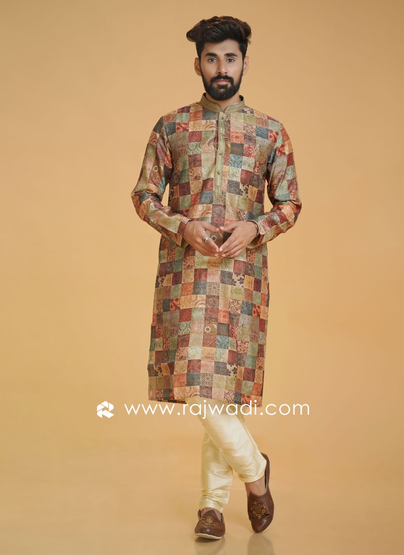 Readymade Multi Color Silk Kurta Pajama Readymade Multi Color Silk Kurta Pajama