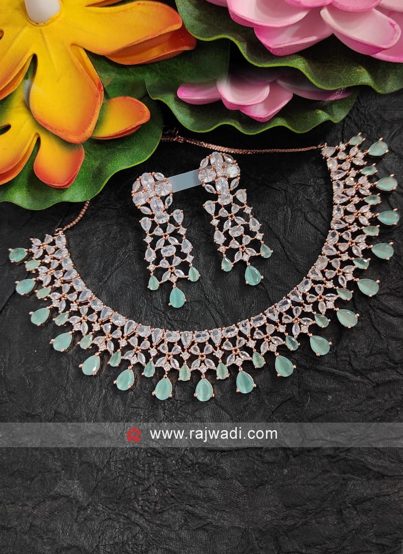 Gold Plated American Diamond Necklace Set