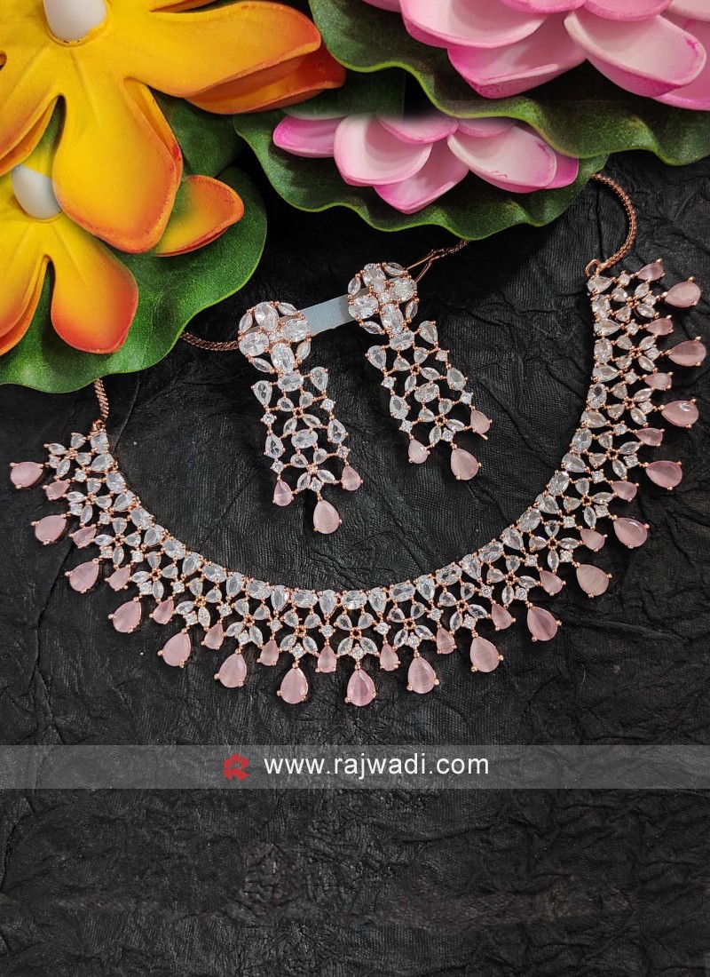 Stylish American Diamond Gold Plated Necklace Set